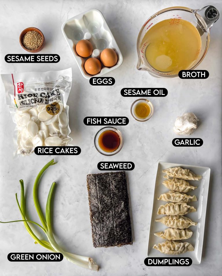 Dduk Mandu Guk (Korean Rice Cake and Dumpling Soup) - Balance With Jess